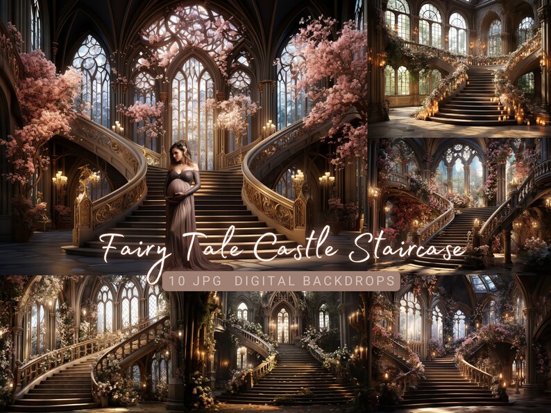 Fairy Tale Castle Staircase Digital Backdrop Grand Staircase Digital ...