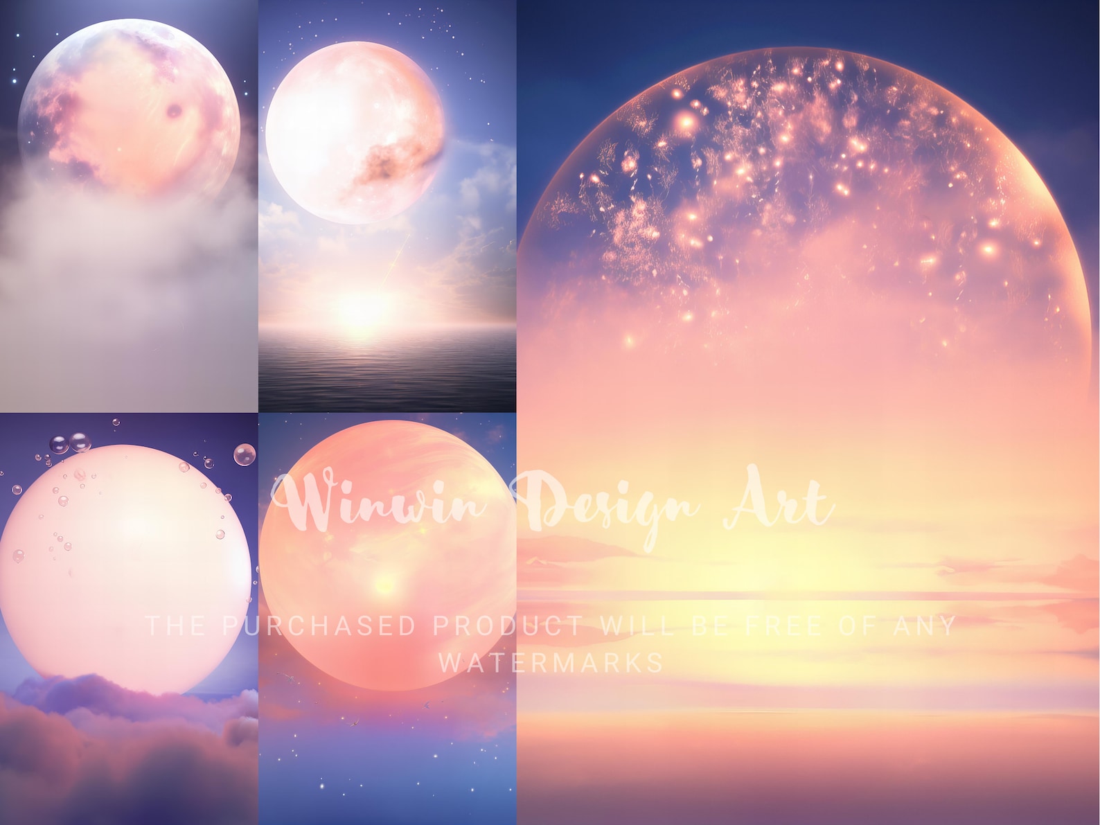 20 Dreamy Moon Digital Backdrop Maternity Photography Background Full ...
