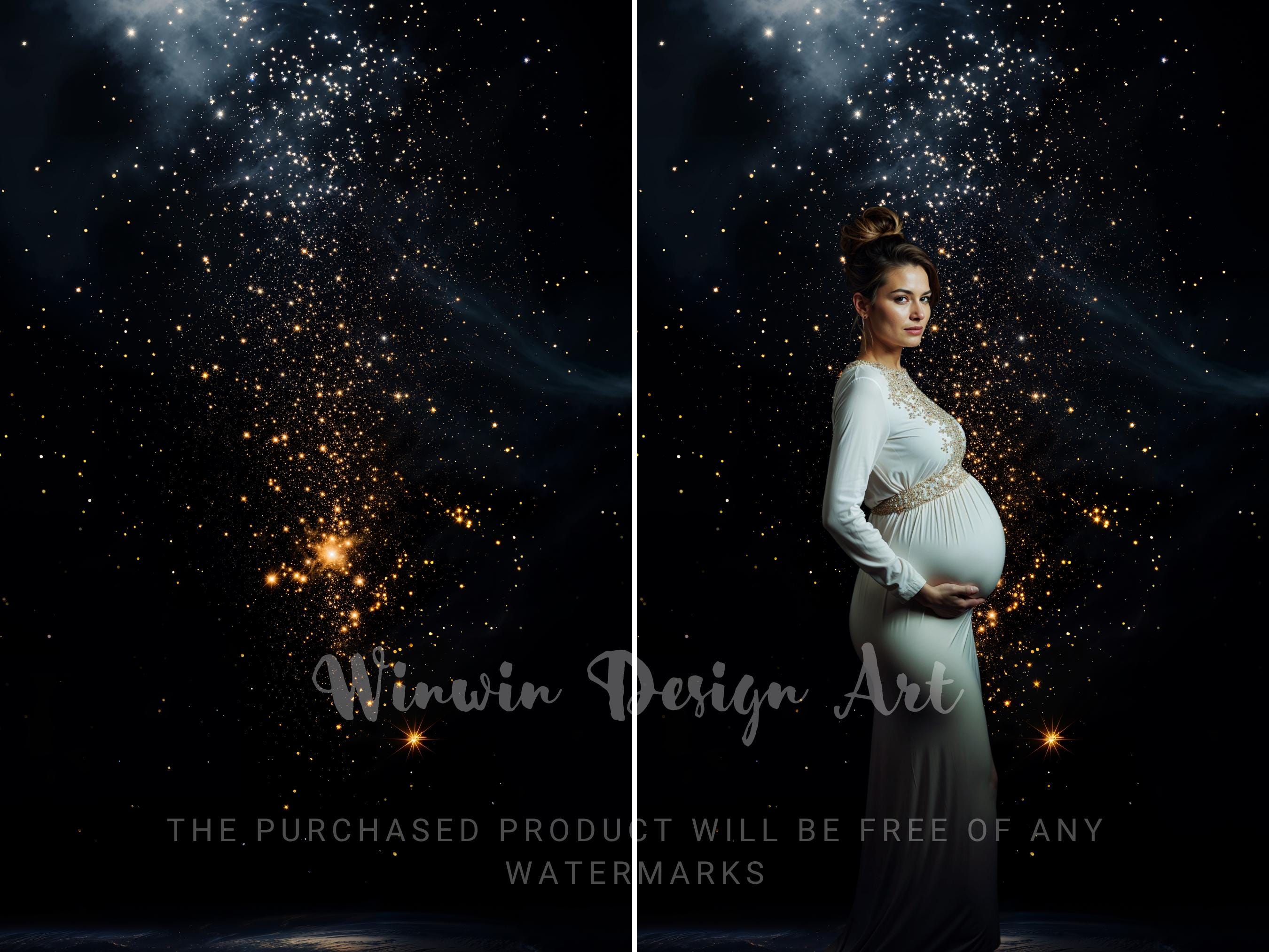 Midnight Stardust Photography Backdrop Glittering Digital Background ...