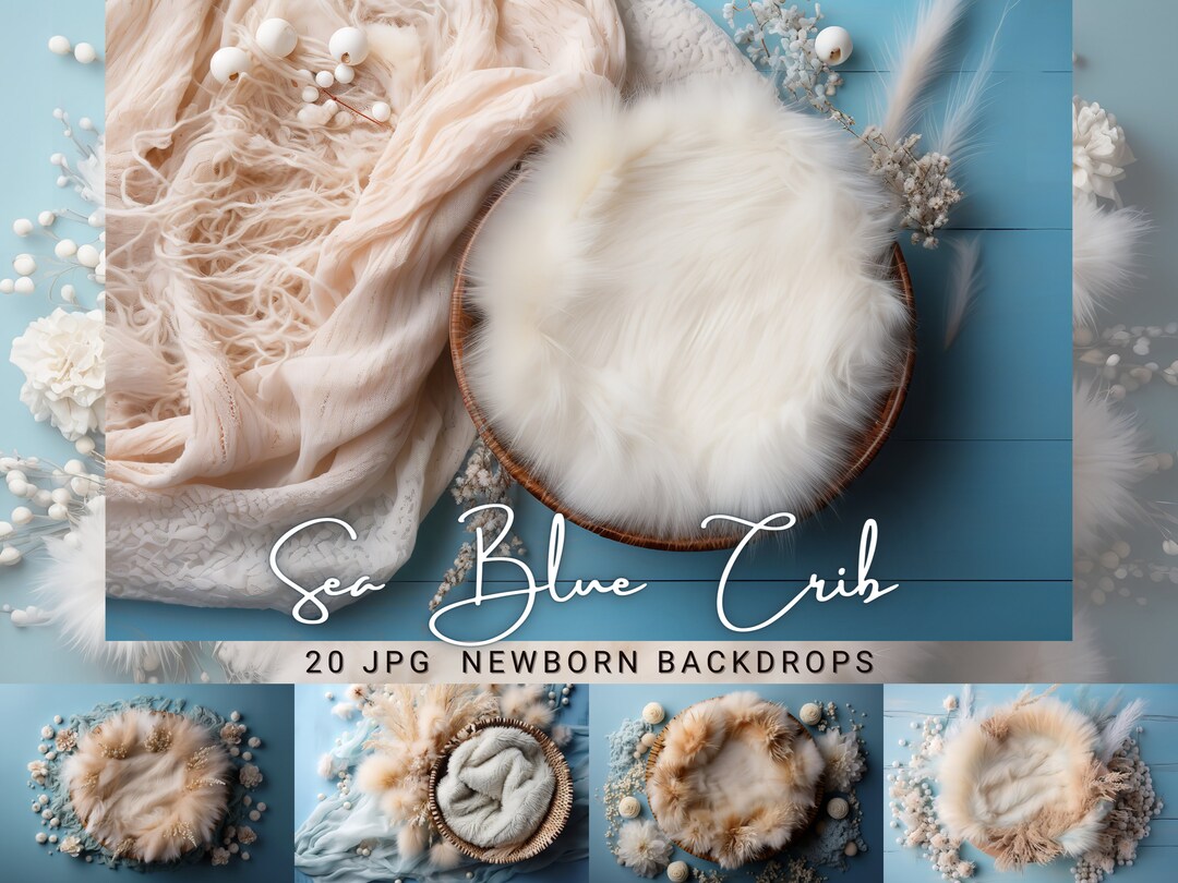 Newborn Digital Photography Backdrop Sea Blue Crib Photography ...