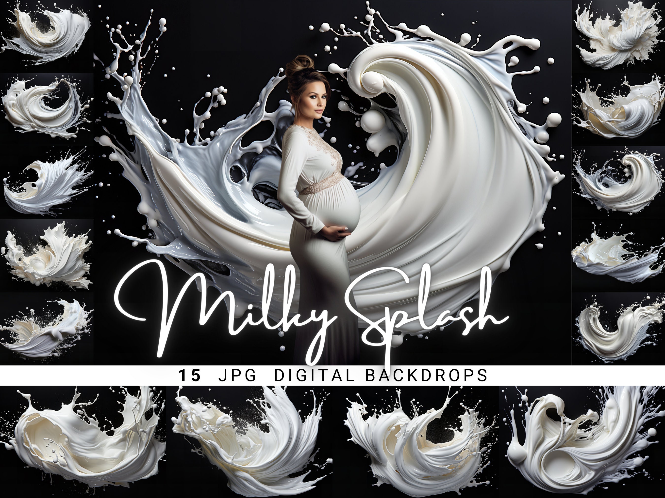 Milk Splash Digital Backdrops, Maternity Digital Backdrop Overlays ...