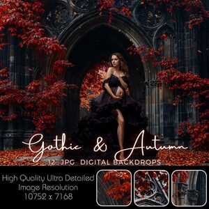 Autumn Digital Backdrop Gothic Castle Scenery Photography Backdrop for ...