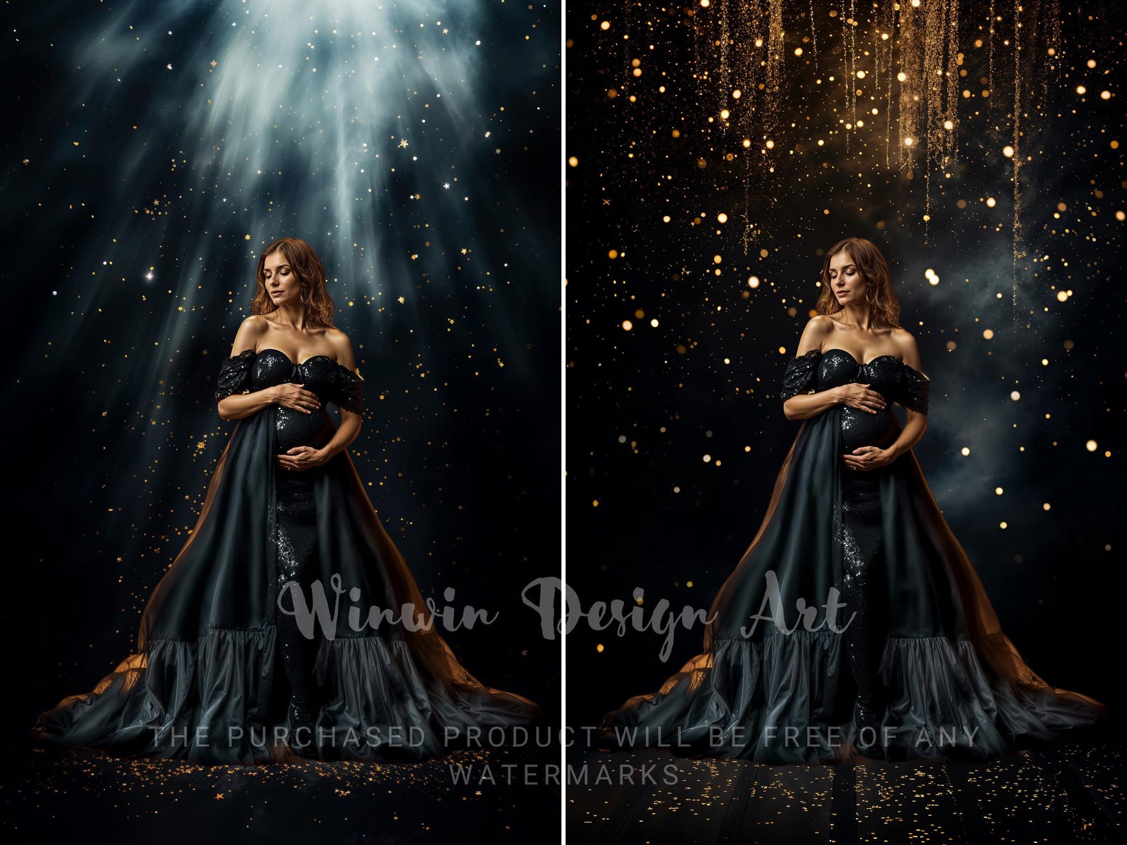 Midnight Stardust Photography Backdrop Glittering Digital Background ...