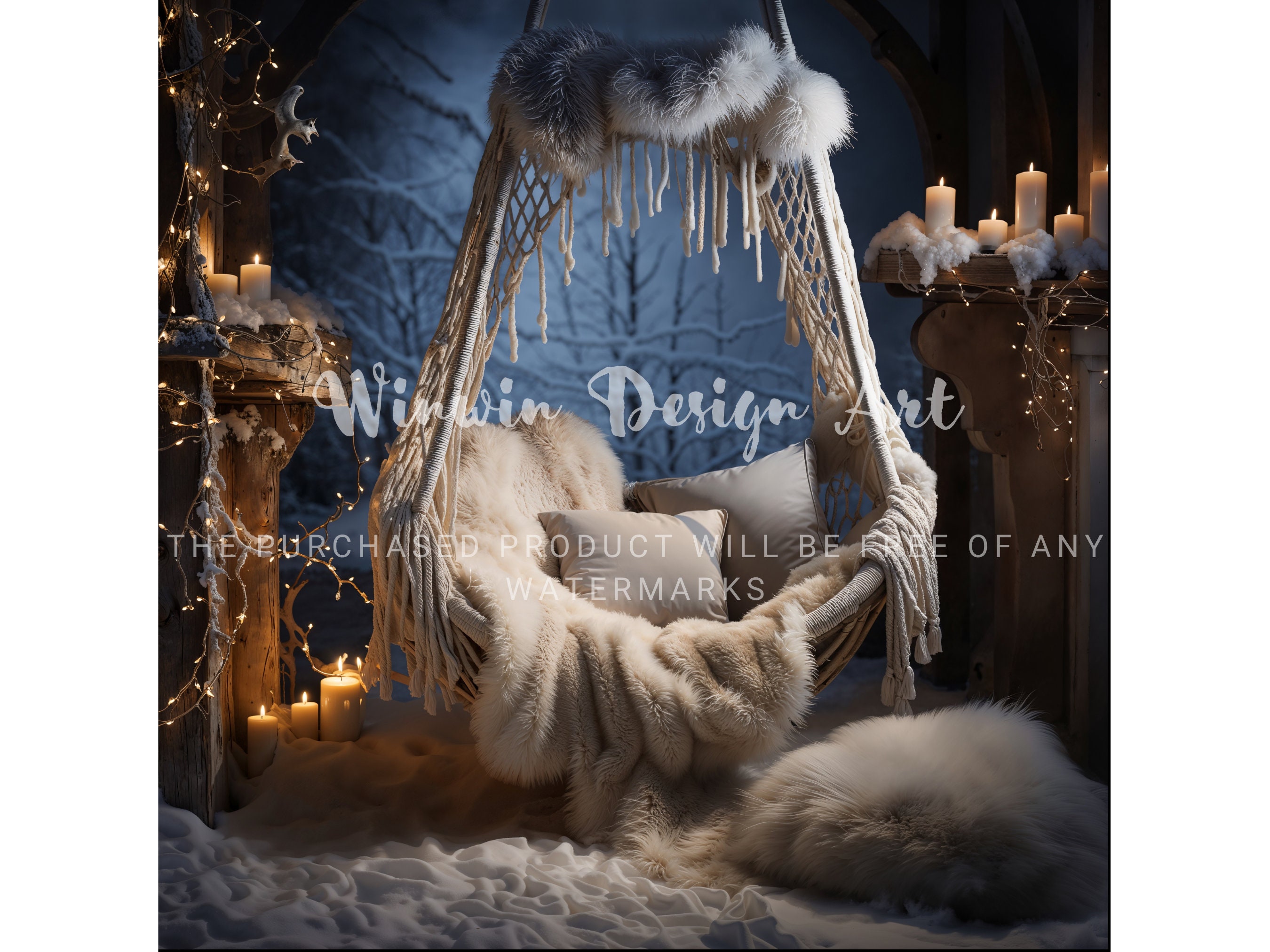 Winter Swing Newborn Digital Backdrop Baby Photoshoot Background ...