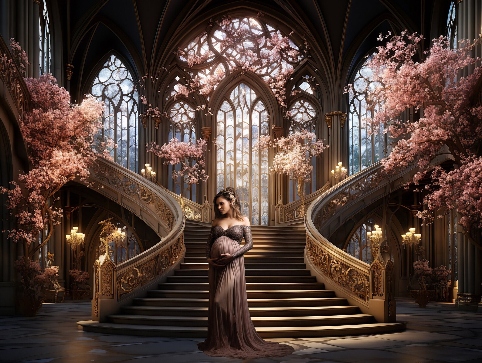 Fairy Tale Castle Staircase Digital Backdrop Grand Staircase Digital ...