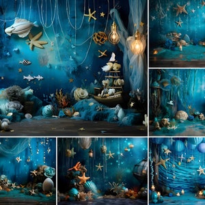 Underwater World Digital Photography Backdrop Mermaid Digital ...