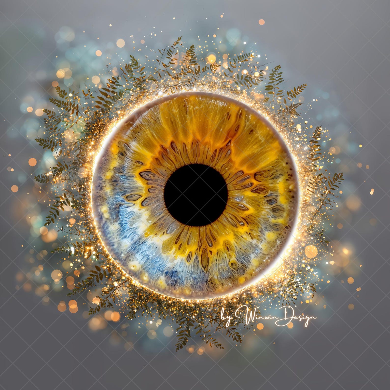 Eye Iris Overlay Background – Glittering Green Leaves Eye Insert ...