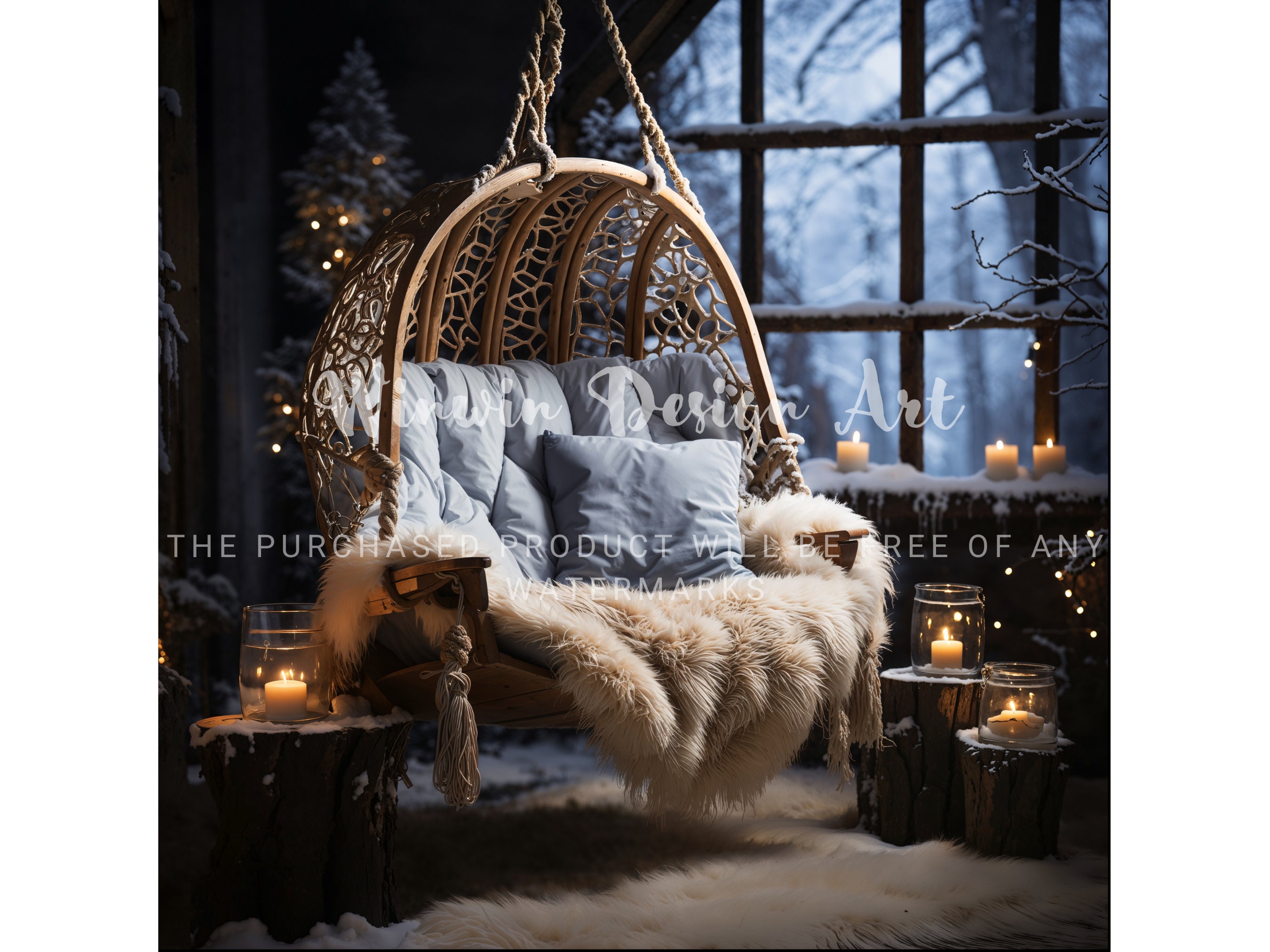 Winter Swing Newborn Digital Backdrop Baby Photoshoot Background ...