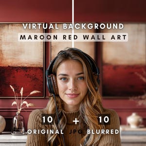 Maroon Red Wall Art Zoom Backdrop for Virtual Meetings, Wall Painting ...