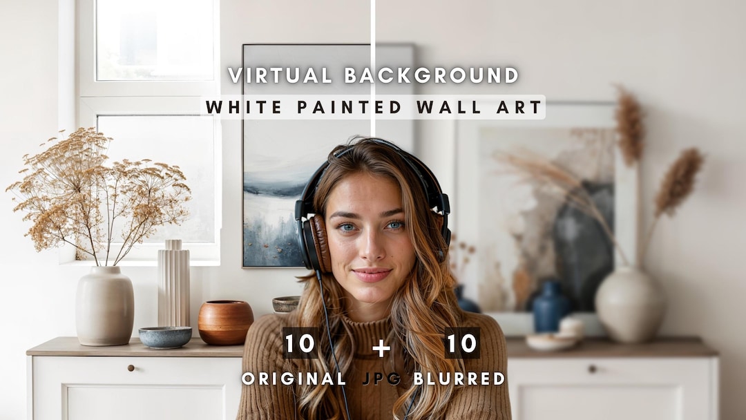 White Painted Wall Art Zoom Background for Virtual Meetings, Minimalist ...