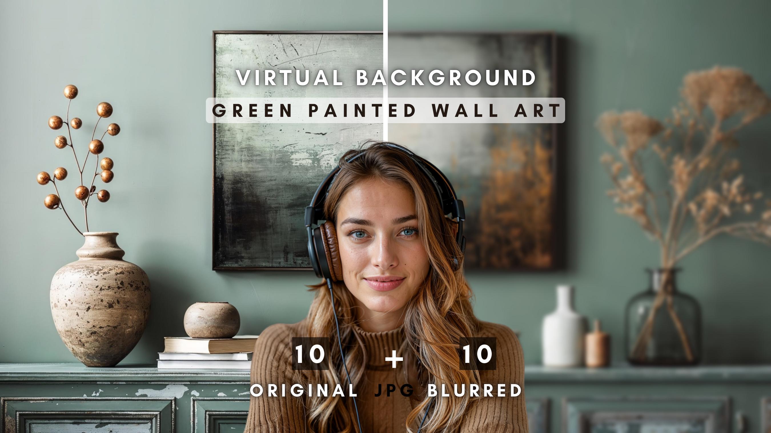 Green Painted Wall Art Zoom Background for Virtual Meetings, Wall ...
