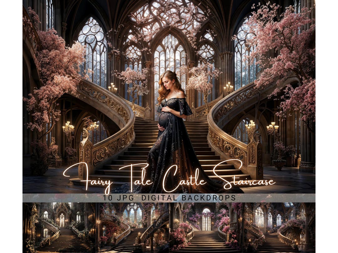 Fairy Tale Castle Staircase Digital Backdrop Grand Staircase Digital ...