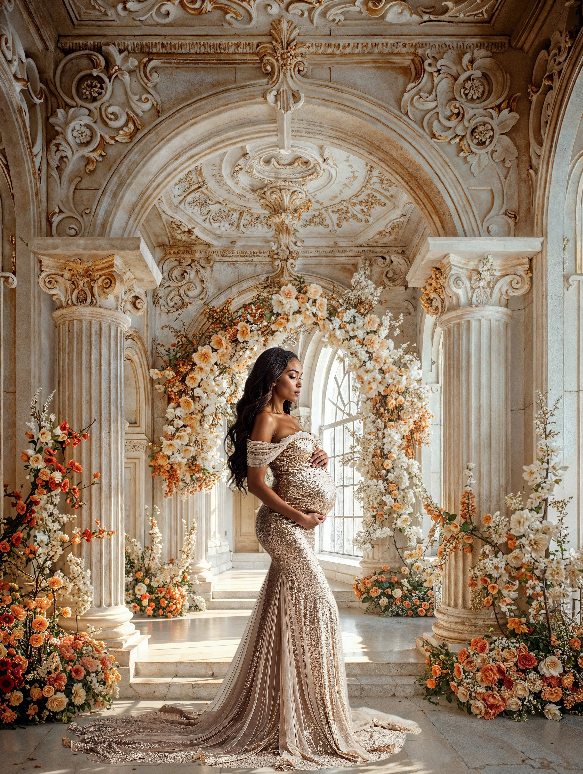 Ethereal Romance Digital Background Floral Maternity Backdrop Overlay ...