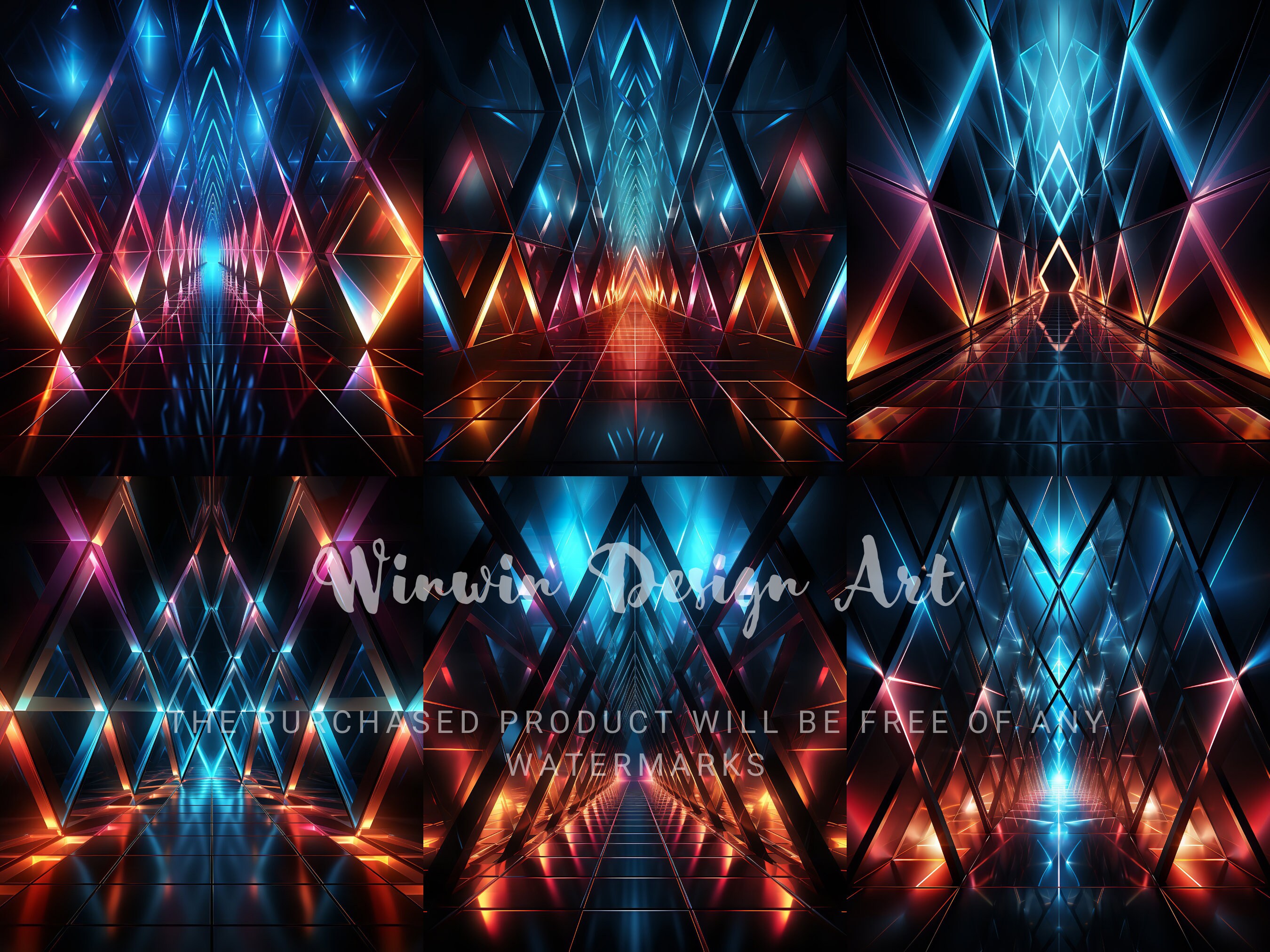 Glowing Geometric Digital Background Neon Photography Backdrops Neon ...