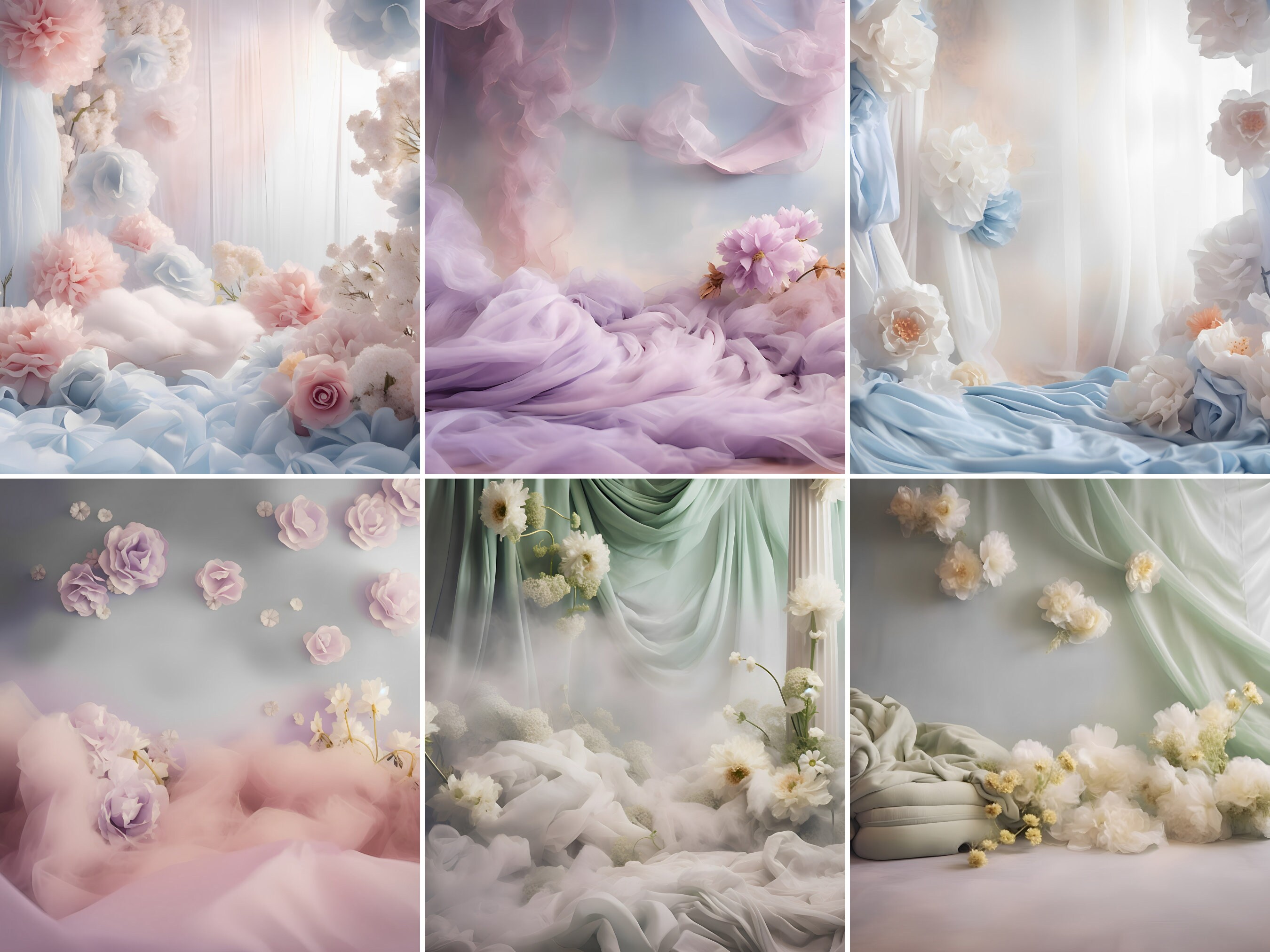 Floral Dreamland Digital Backdrop Maternity Photoshoot Overlay Floral ...