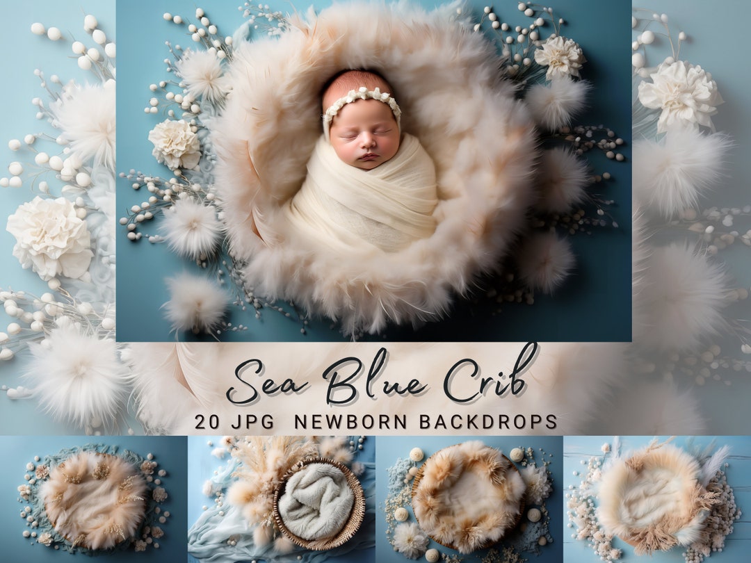 Newborn Digital Photography Backdrop Sea Blue Crib Photography ...