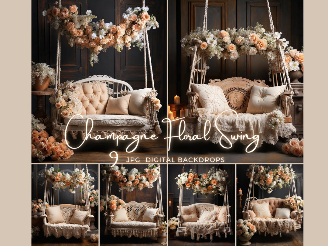 Newborn Digital Backdrop Baby Swing Digital Background Floral Swing ...
