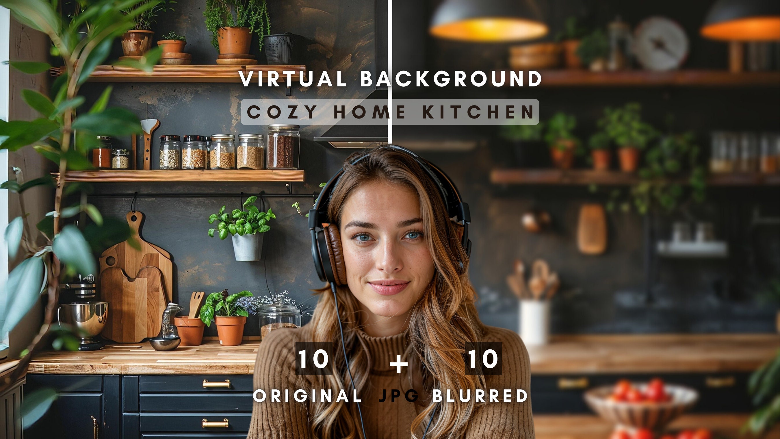 Home Kitchen Zoom Background for Virtual Meetings, Pantry Zoom Backdrop ...