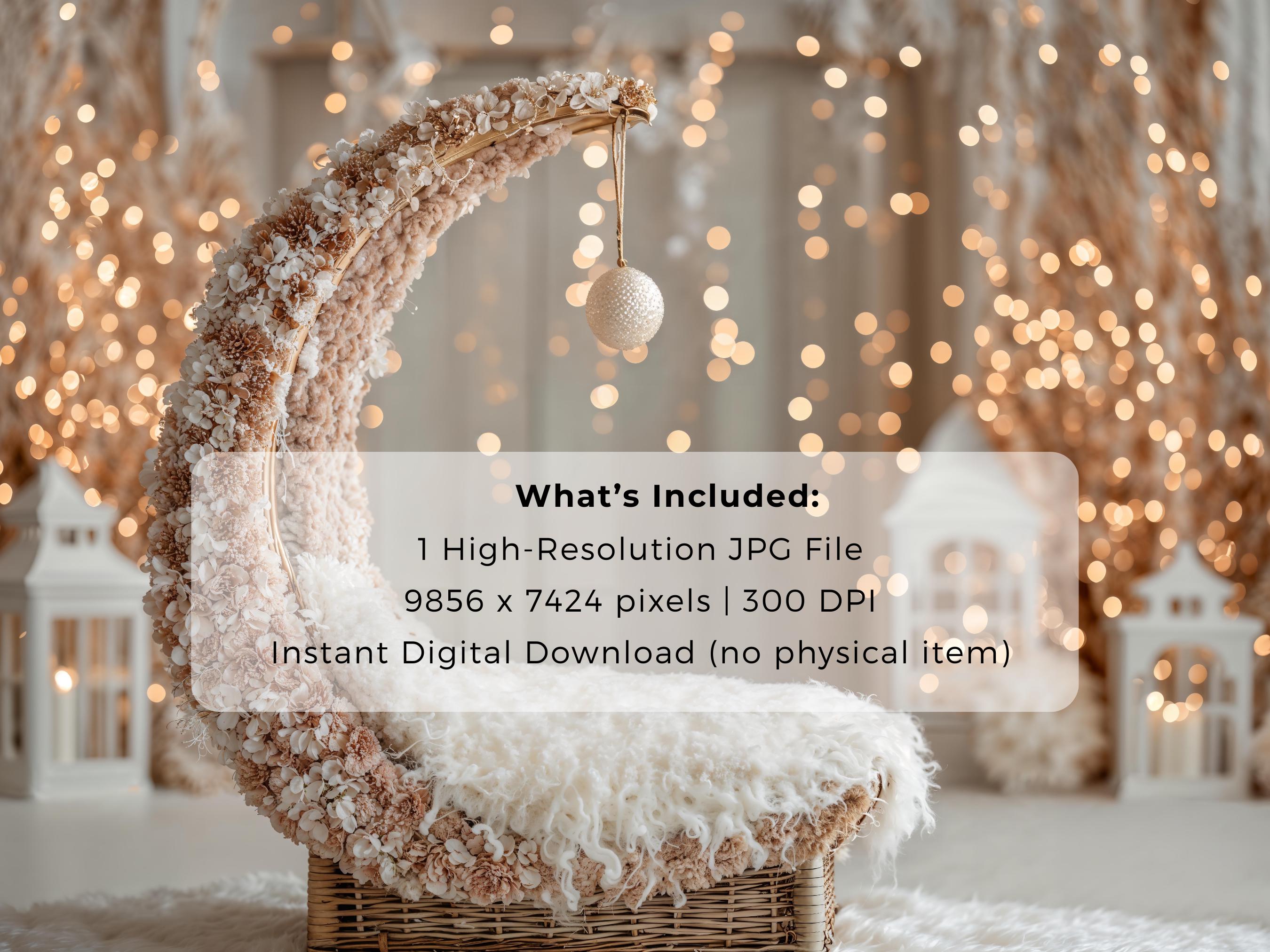 Crescent Moon Newborn Digital Backdrop – Beige Boho Bassinet Baby ...