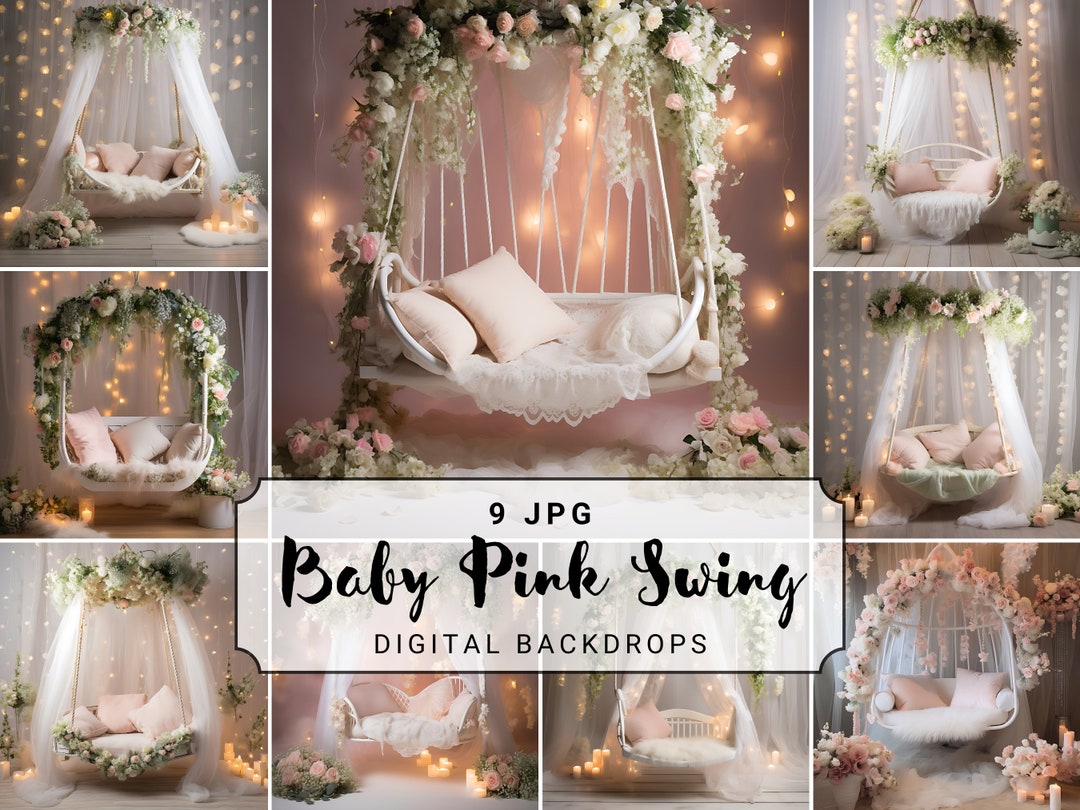 Newborn Digital Backdrops Baby Pink Swing Digital Background Baby Girl ...