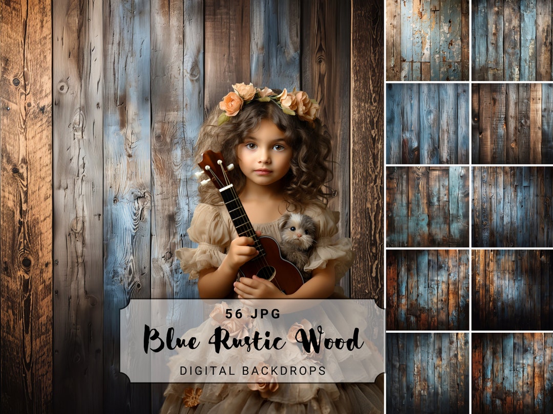 Blue Wood Digital Backdrops Timber Digital Texture Wooden Backdrop ...