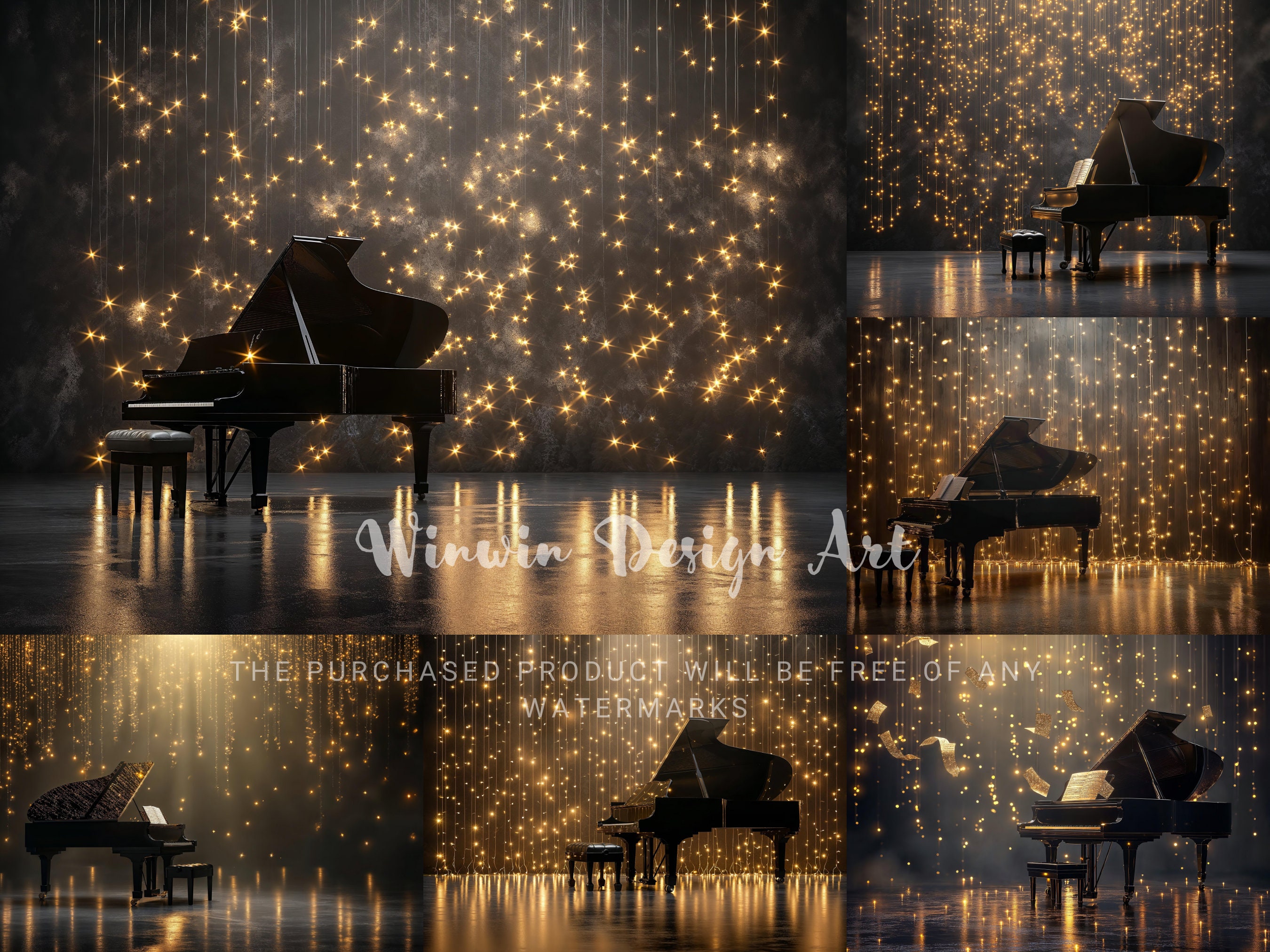 Stage Piano Digital Photography Backdrop Piano Backdrop Musician ...
