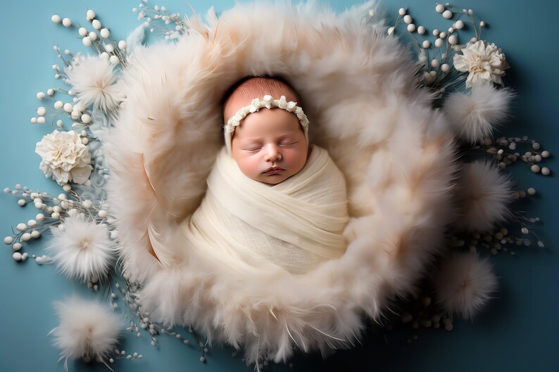 Newborn Digital Photography Backdrop Sea Blue Crib Photography ...