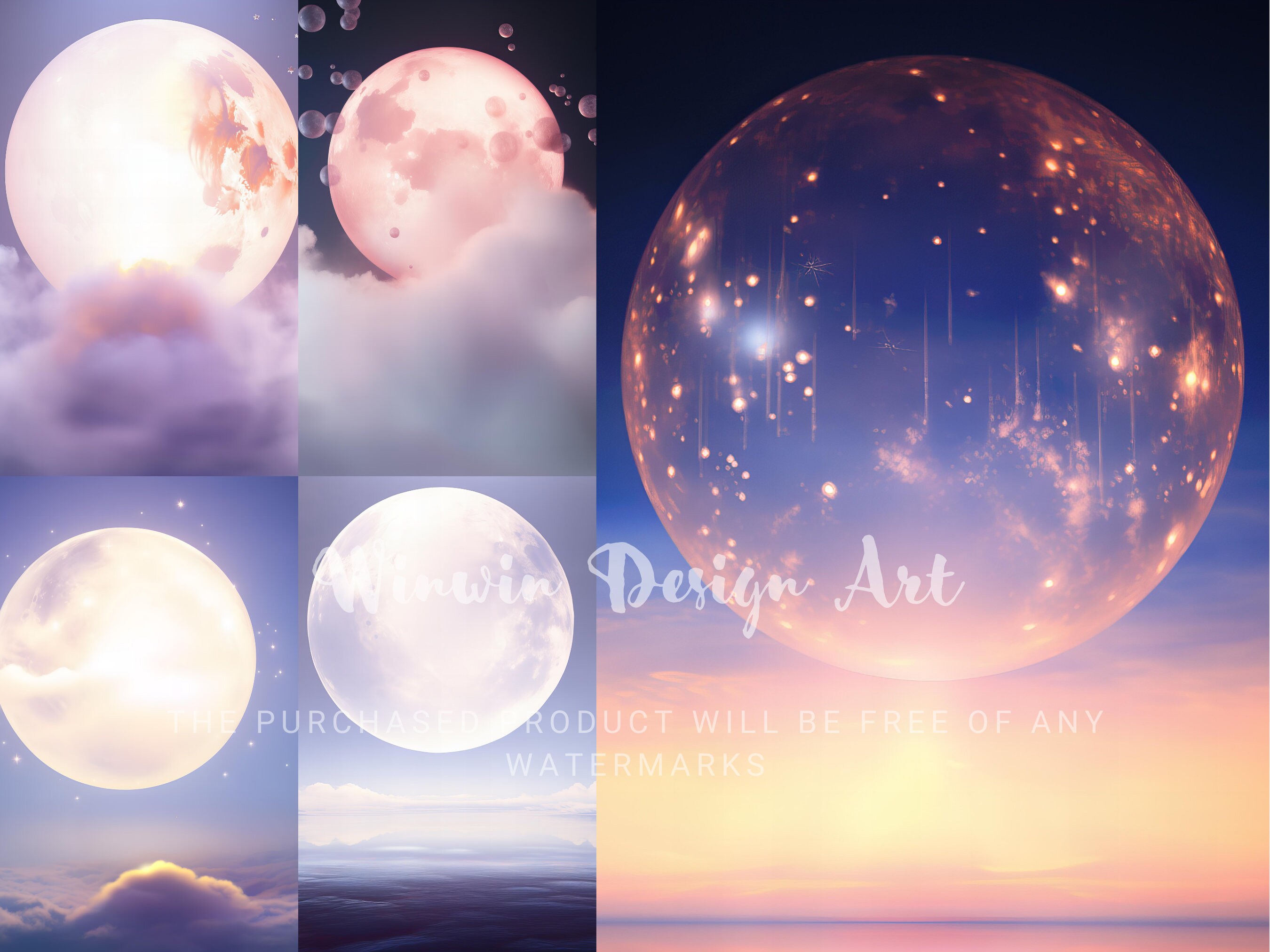 20 Dreamy Moon Digital Backdrop Maternity Photography Background Full ...