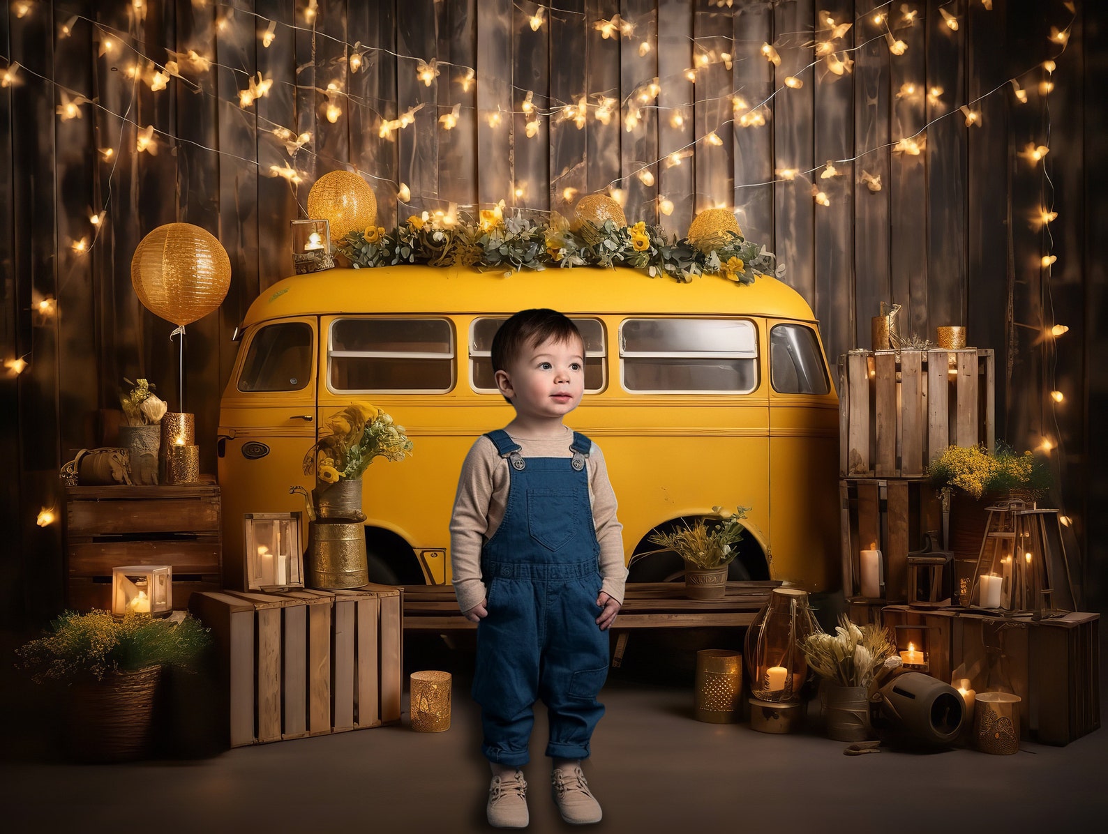 Yellow Bus Digital Cake Smash Backdrop Wheels on the Bus Backdrop Baby ...