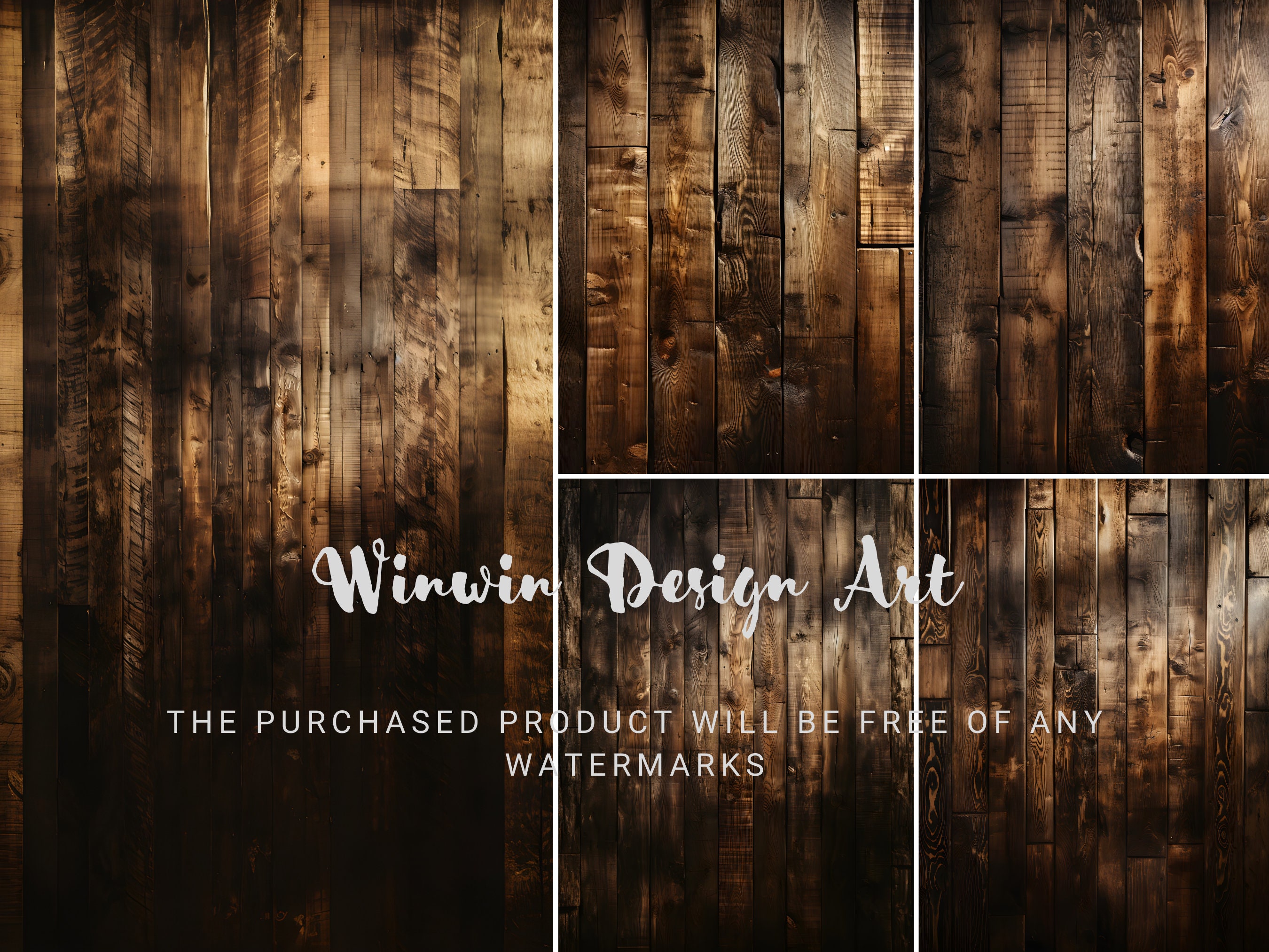 Rustic Wood Digital Backdrops Wooden Plank Digital Wallpaper Darkwood ...