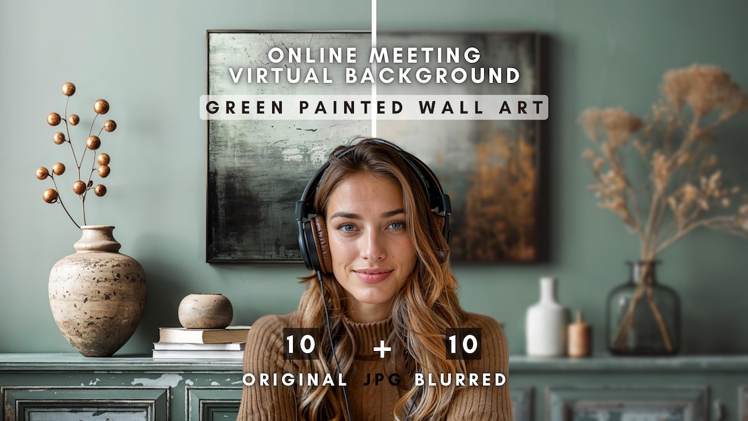 Green Painted Wall Art Zoom Background for Virtual Meetings, Wall ...