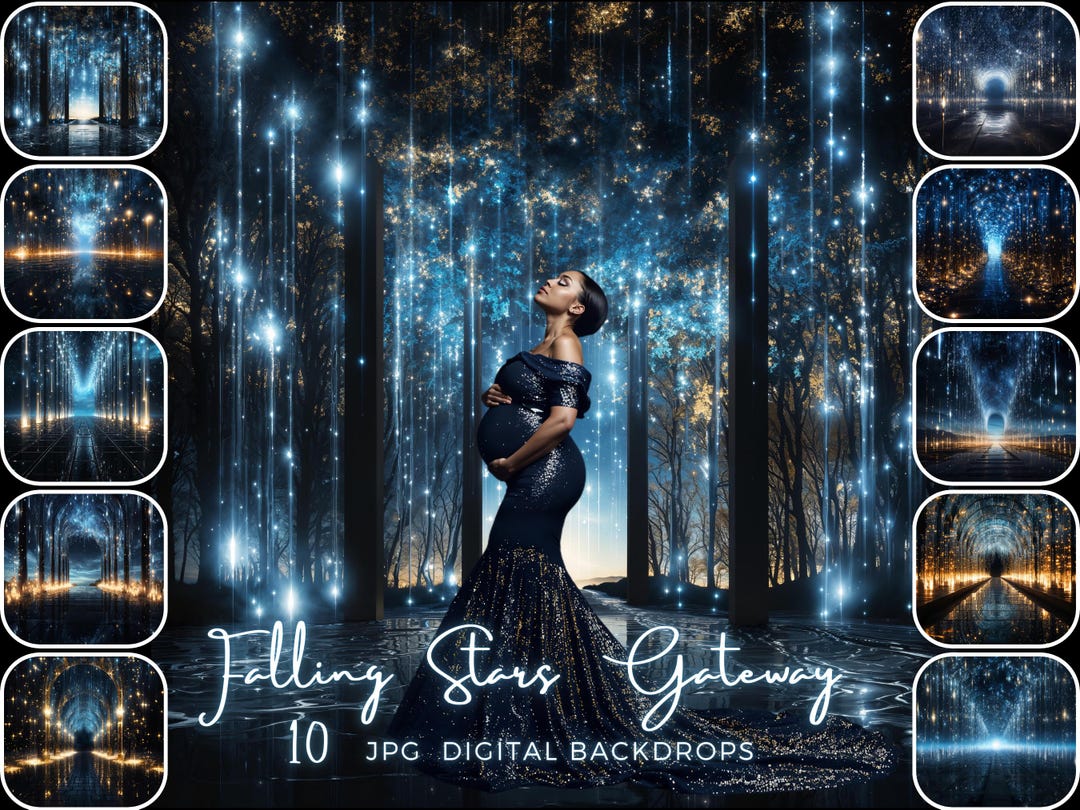 Falling Stars Photography Backdrop Glittering Stars Digital Background ...