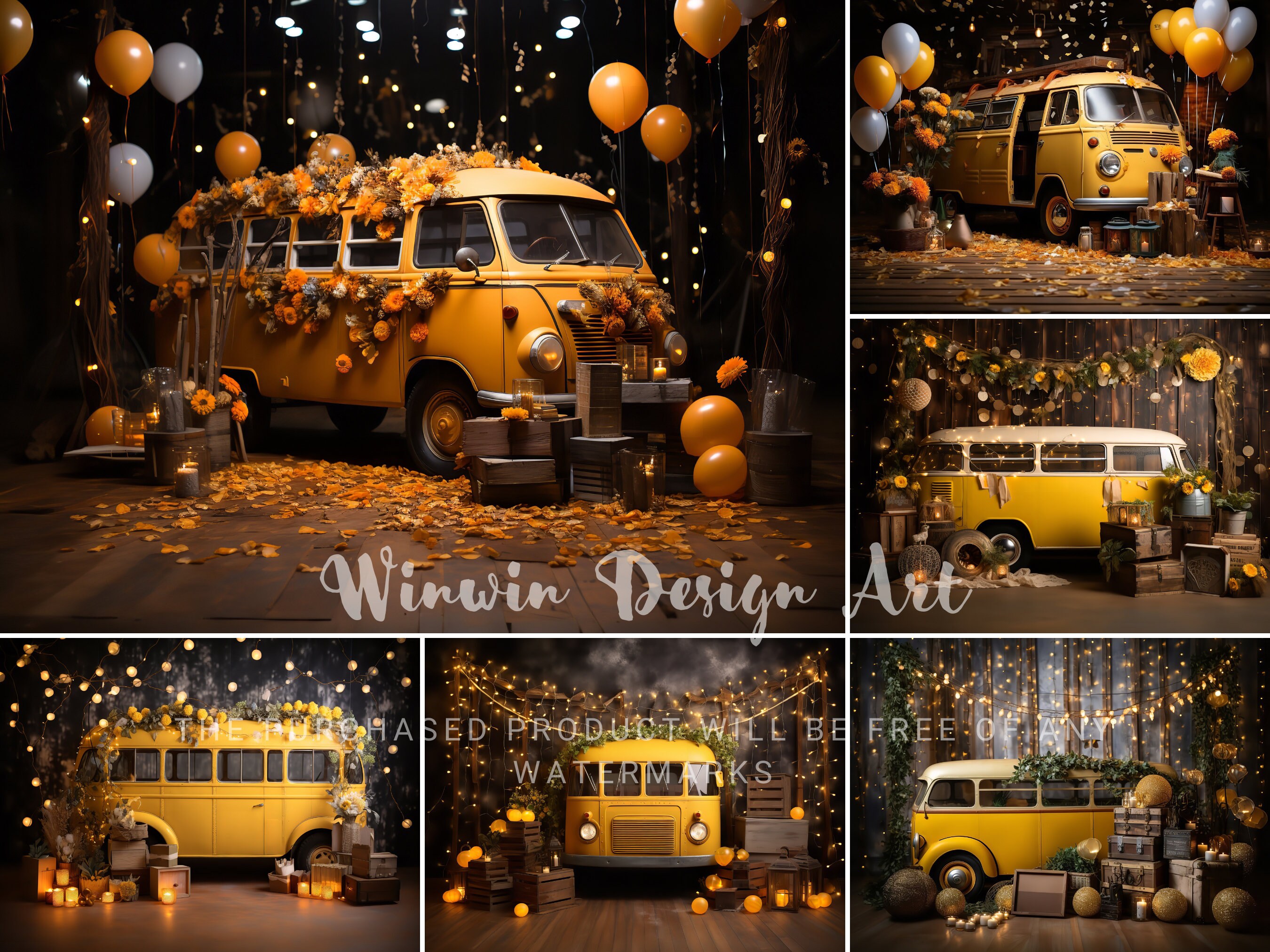 Yellow Bus Digital Cake Smash Backdrop Wheels on the Bus Backdrop Baby ...