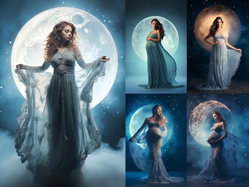 32 Celestial Moon Digital Backdrop Maternity Digital Background Full ...