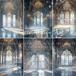 Snowy Hall Digital Backdrop Grand Castle Digital Background Photoshop ...
