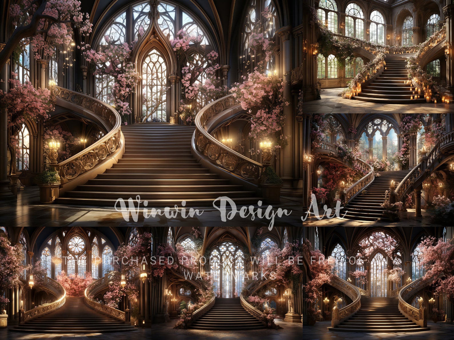 Fairy Tale Castle Staircase Digital Backdrop Grand Staircase Digital ...