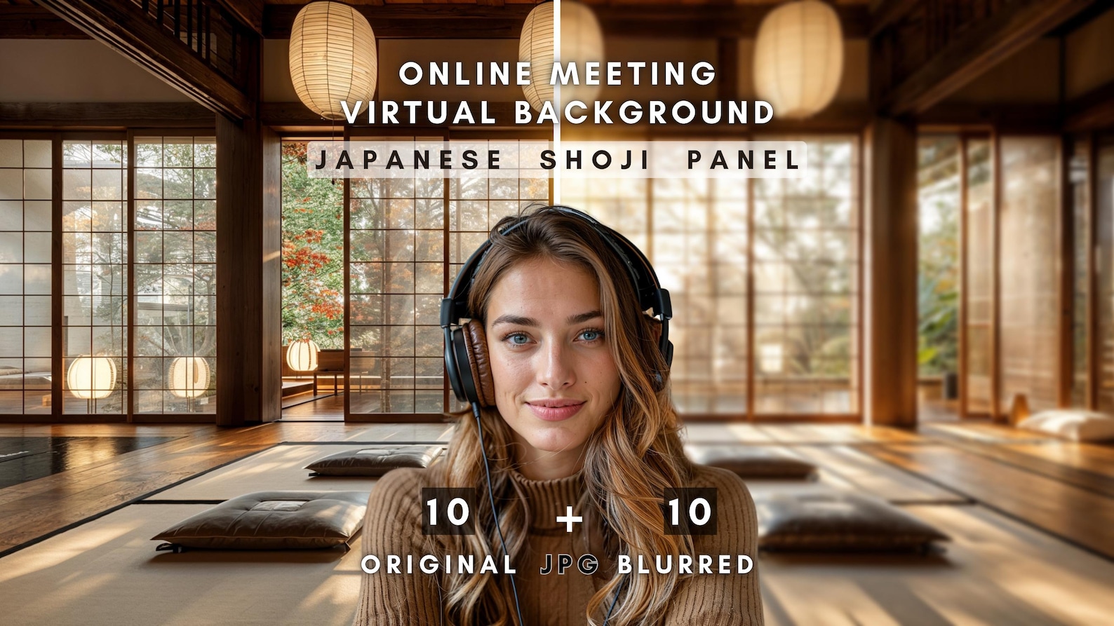 Japanese Shoji Panel Zoom Background for Virtual Meetings, Japan Style ...