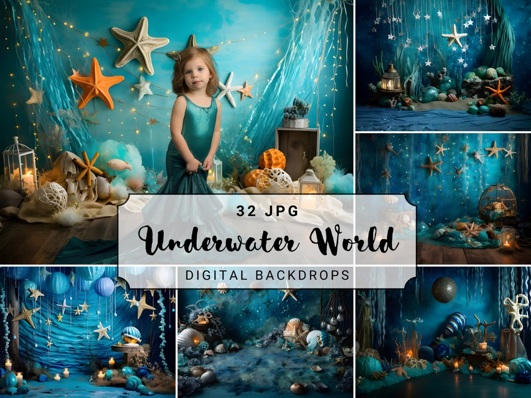 Underwater World Digital Photography Backdrop Mermaid Digital ...