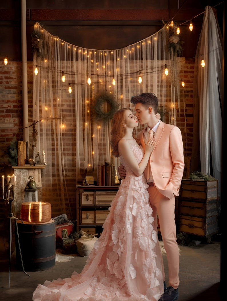 Rustic Tulle Digital Backdrop Wedding Maternity Curtain Professional ...