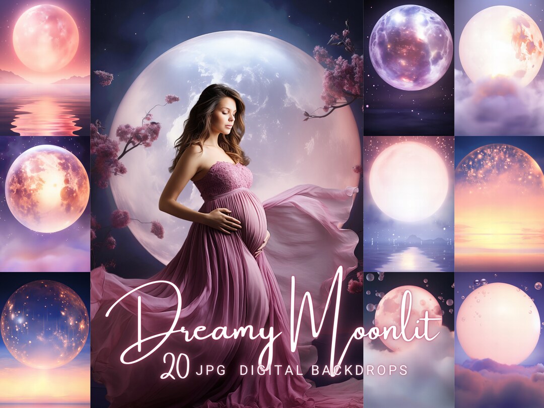 20 Dreamy Moon Digital Backdrop Maternity Photography Background Full ...