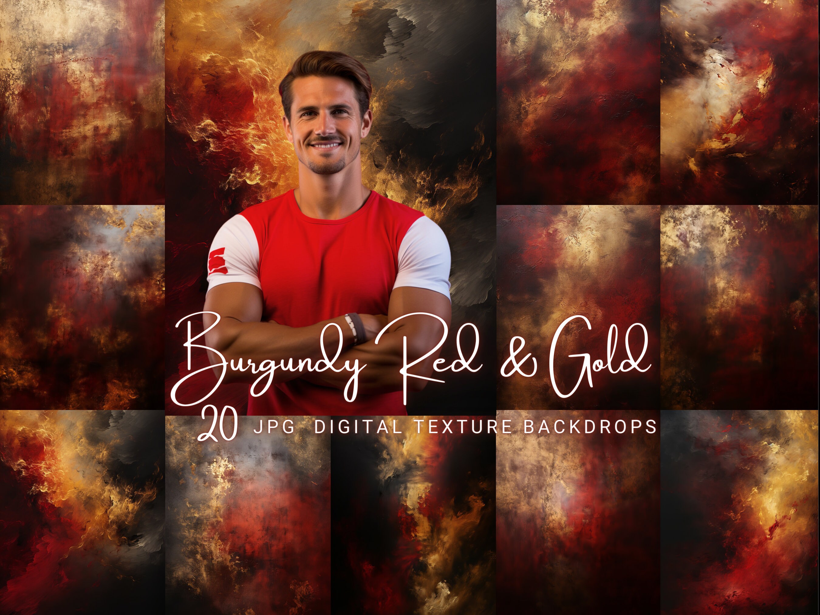 Red and Gold Digital Fine Art Texture Red Background Studio Photoshoot ...