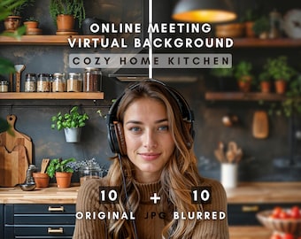 Home Kitchen Zoom Background for Virtual Meetings, Pantry Zoom Backdrop ...