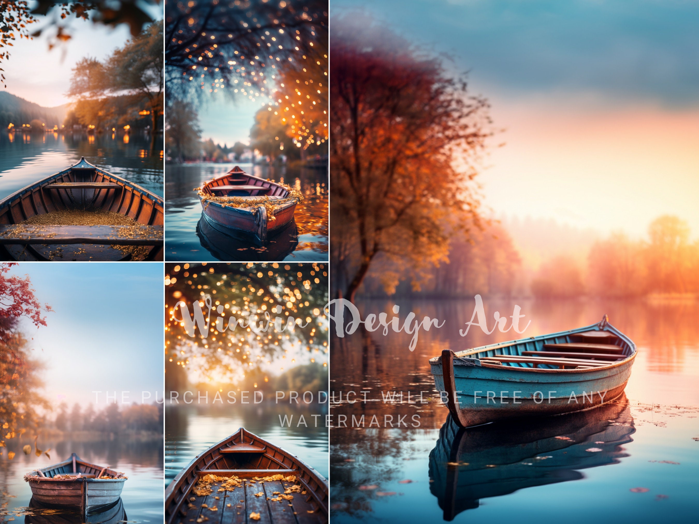 Romantic Boat Digital Backdrop Boat Scenery Digital Background ...