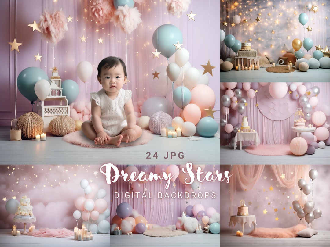Dreamy Stars Digital Photography Backdrop Balloons Cake Smash - Etsy