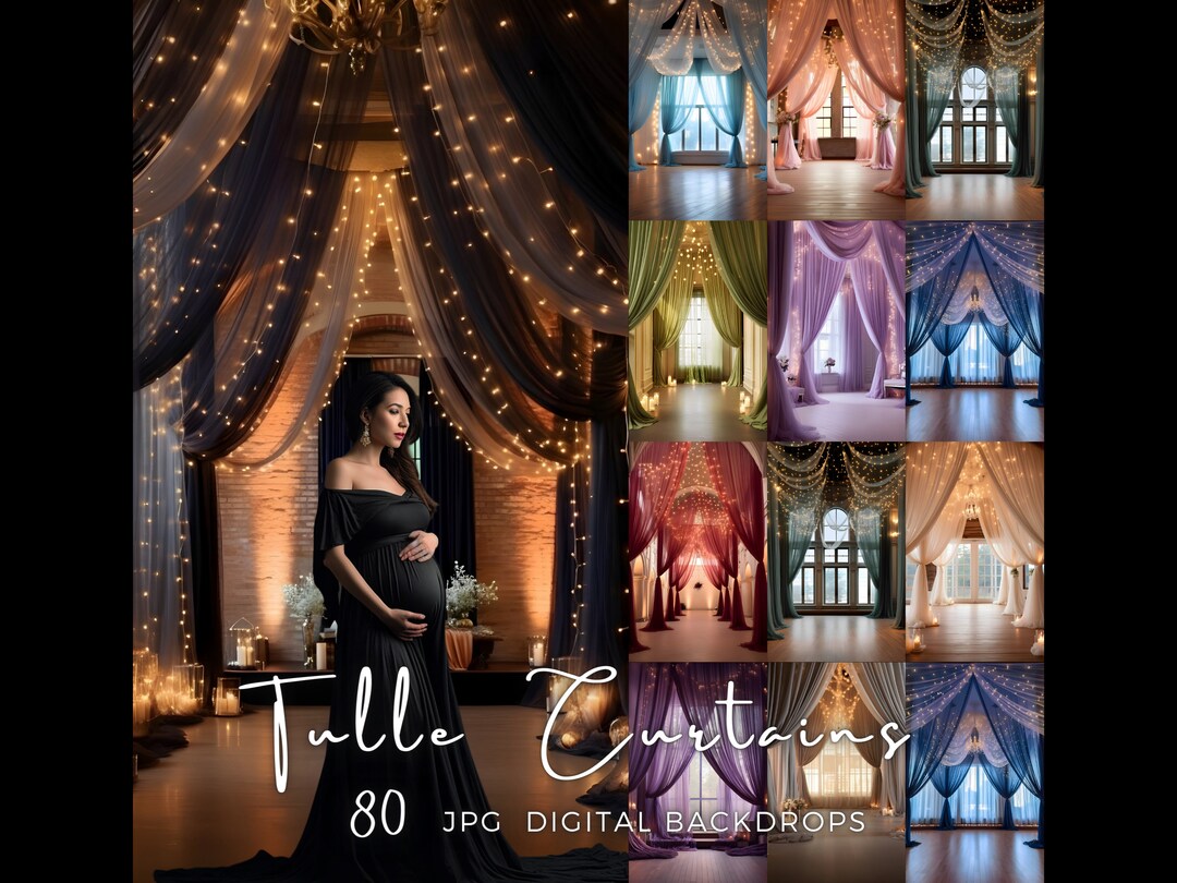 Tulle Curtains Digital Backdrops, Curtains Drapery Photography ...