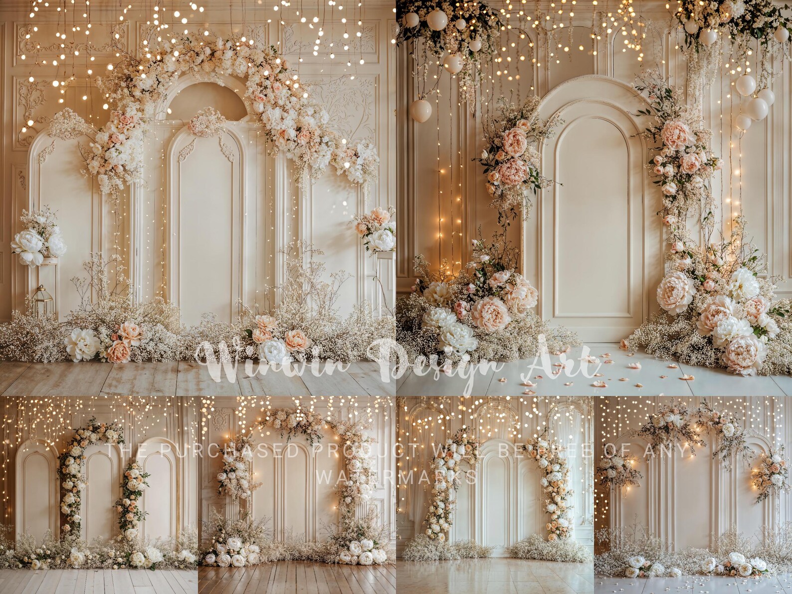 Glittering Peony Dreams Digital Backdrop Maternity Background Overlay ...