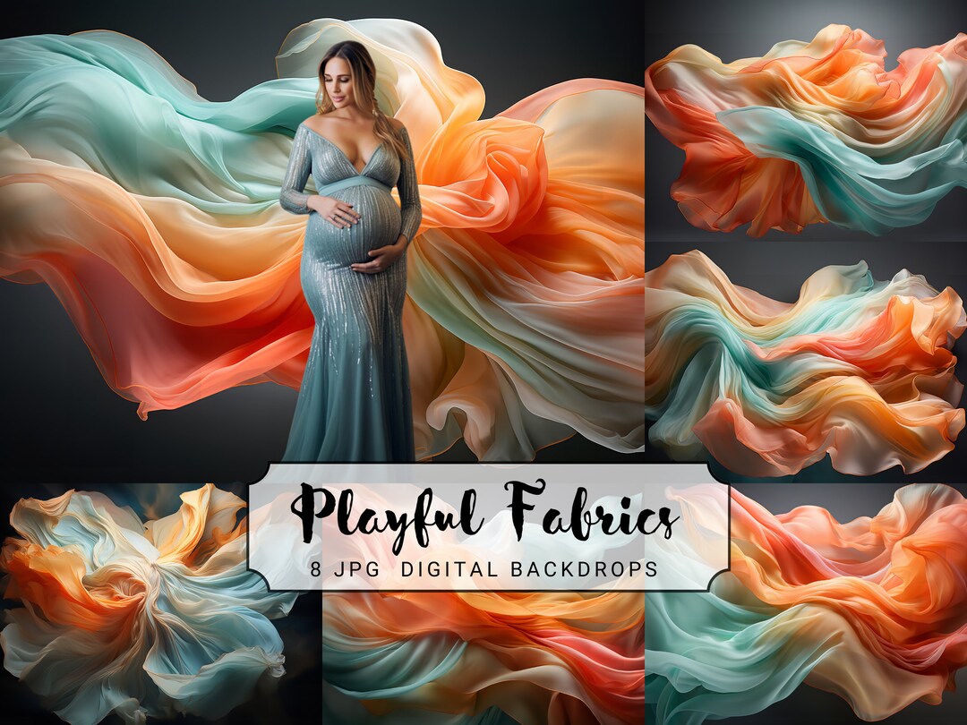 Colorful Fabric Photography Backdrop Flowing Fabric Digital Background ...