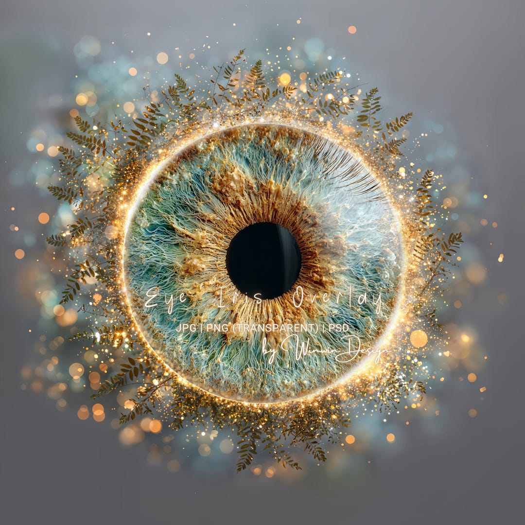 Eye Iris Overlay Background – Glittering Green Leaves Eye Insert ...