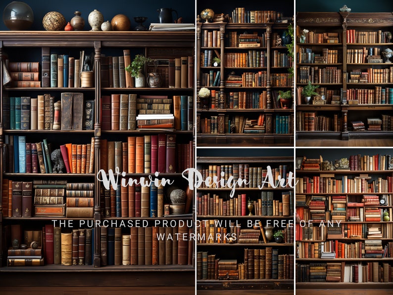 Classic Bookshelf Digital Photography Background Graduation Photography ...