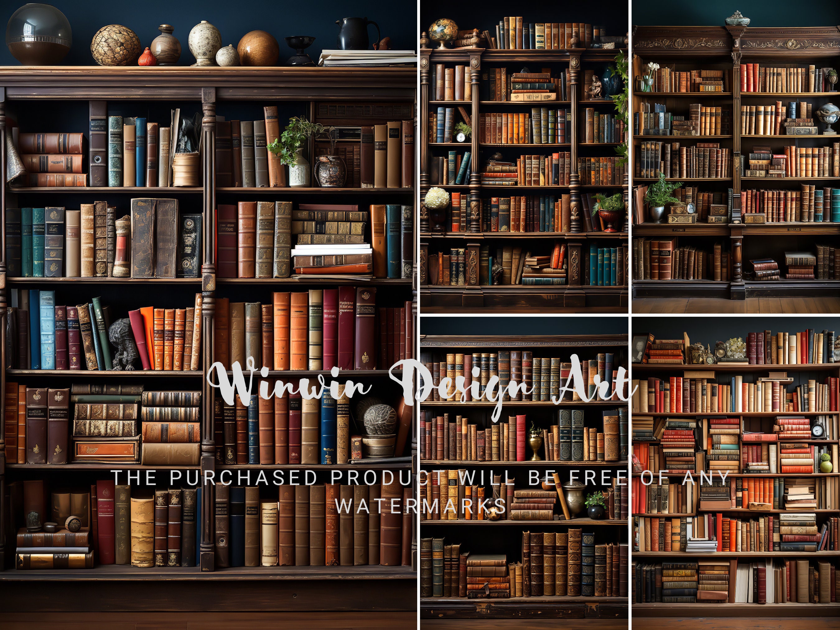 Classic Bookshelf Digital Photography Background Graduation Photography ...